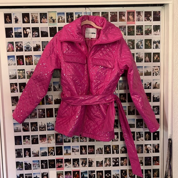 Fashion Nova | Jackets & Coats | Fashion Nova Pink Quilted Belted ...
